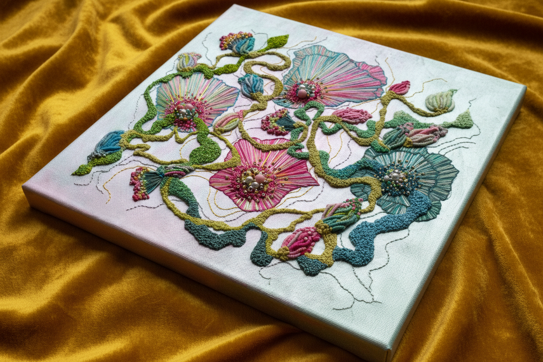 Viola Four, 2022 | Abstract Embroidery Art